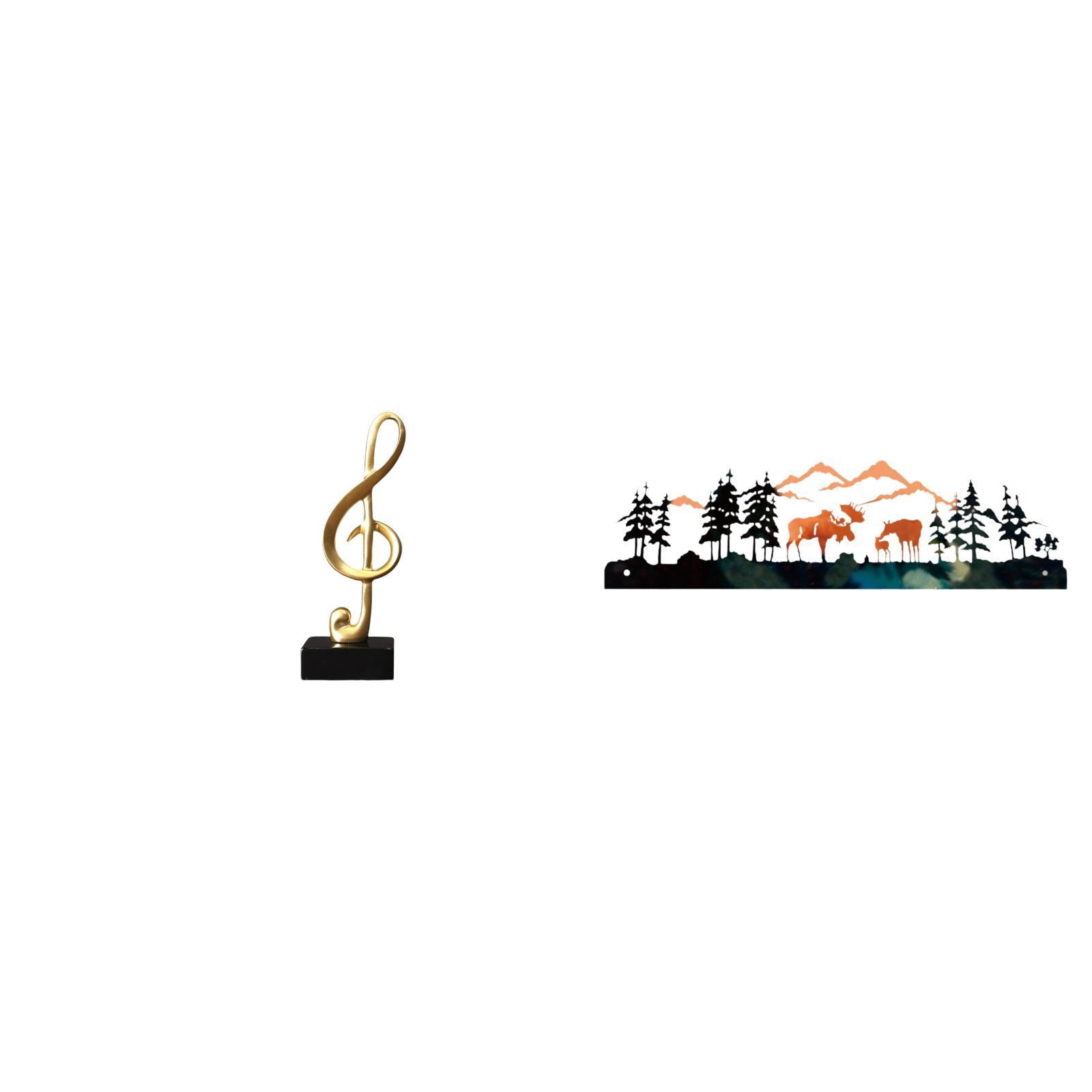 Dualoai Resin Deer Music Note Sculpture Creative Tabletop Ornament ...