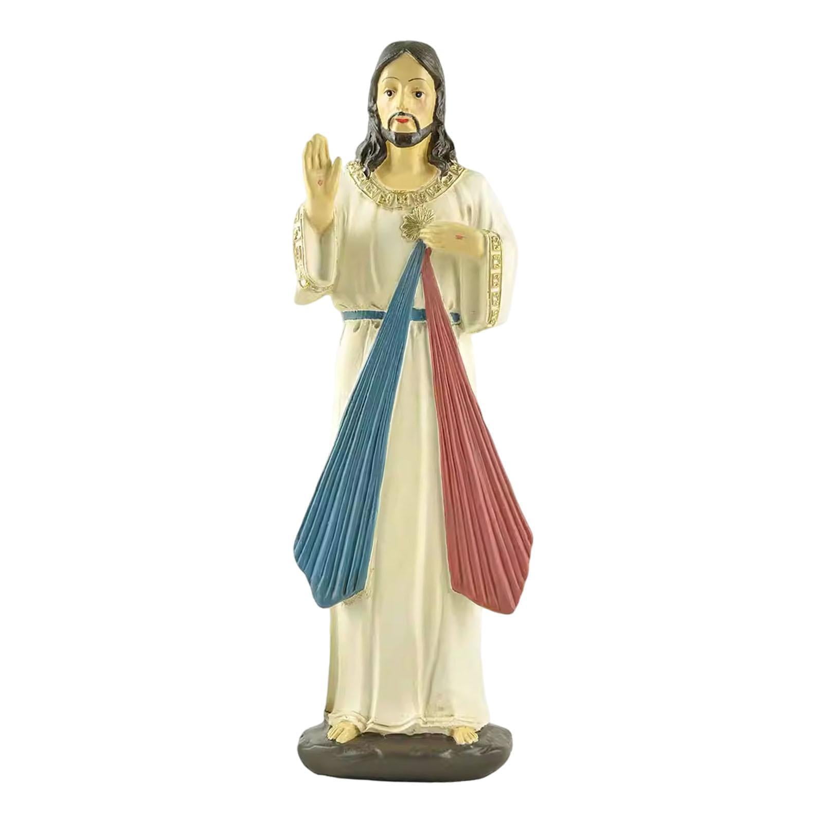 Dualoai Resin Figurine Divine Mercy Jesus Statue Collection Ornament ...