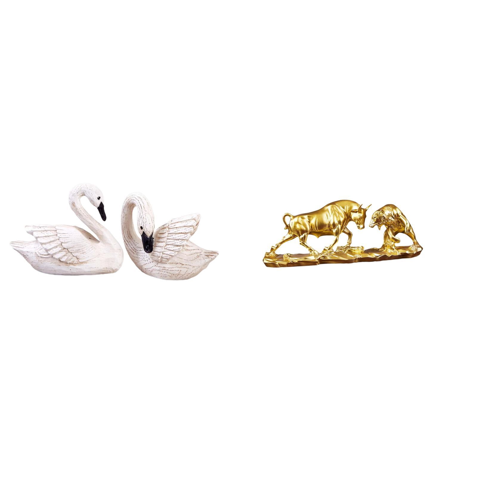 Dualoai Resin Swan Bull Bear Cow Cattle Figurines Modern Feng Shui ...
