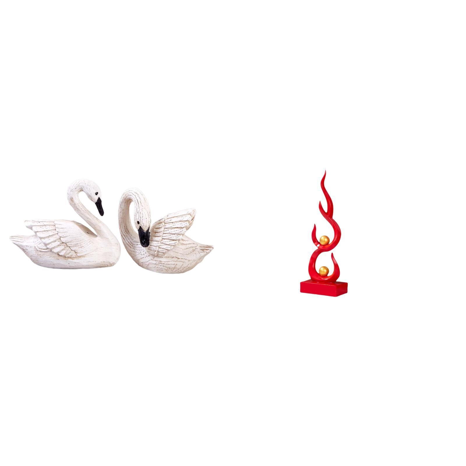 Dualoai Resin Swan Fire Sculptures Abstract Figurines Modern Home Decor ...