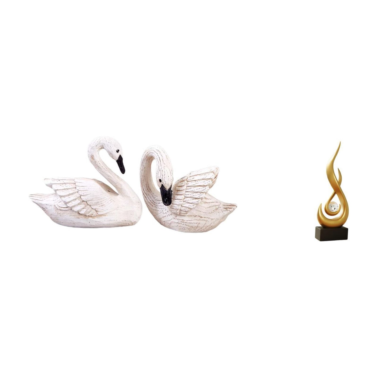 Dualoai Resin Swan Fire Sculptures Modern Art Figurines for Bedroom ...