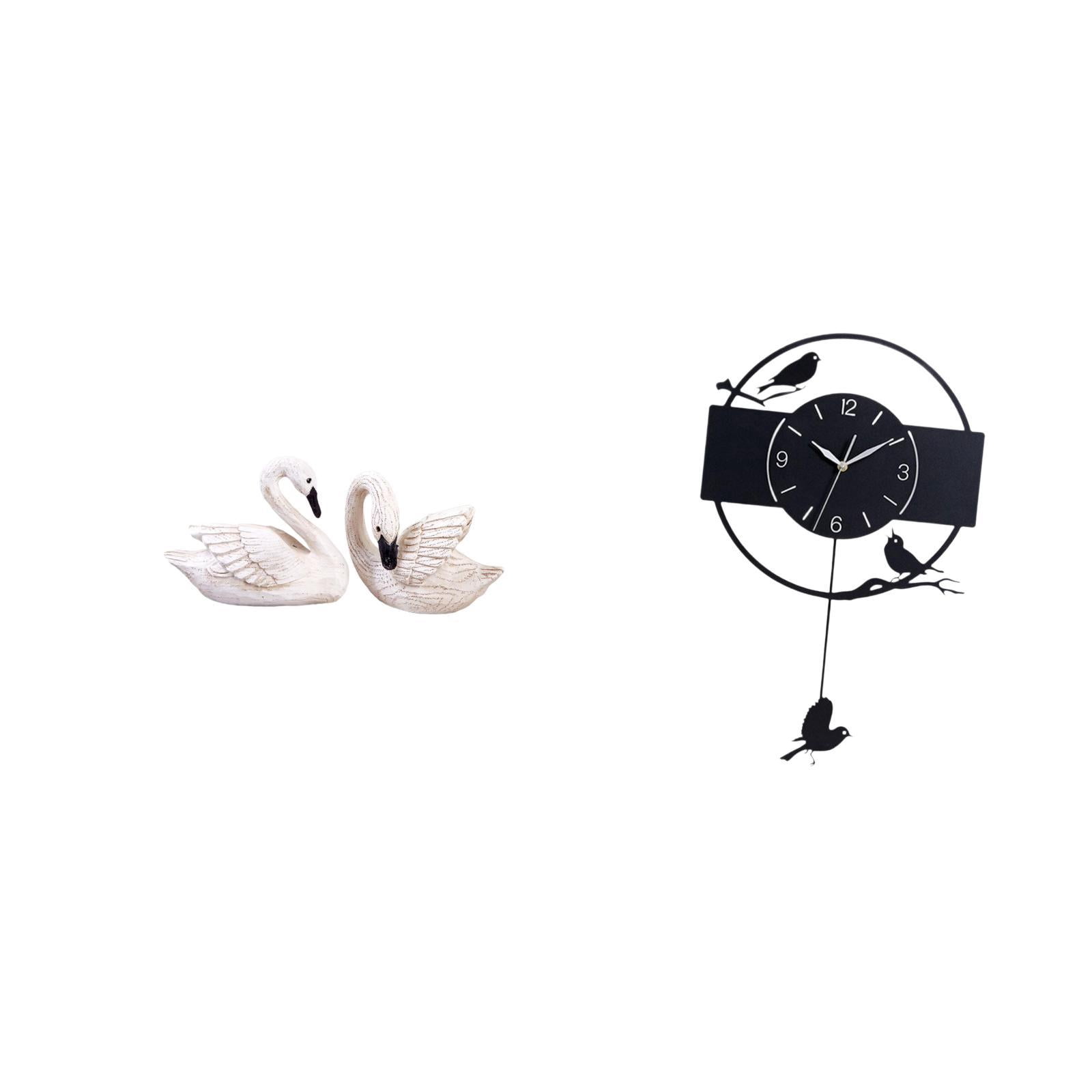 Dualoai Resin Swan Sculptures and Bird Wall Clock Minimalist Art ...