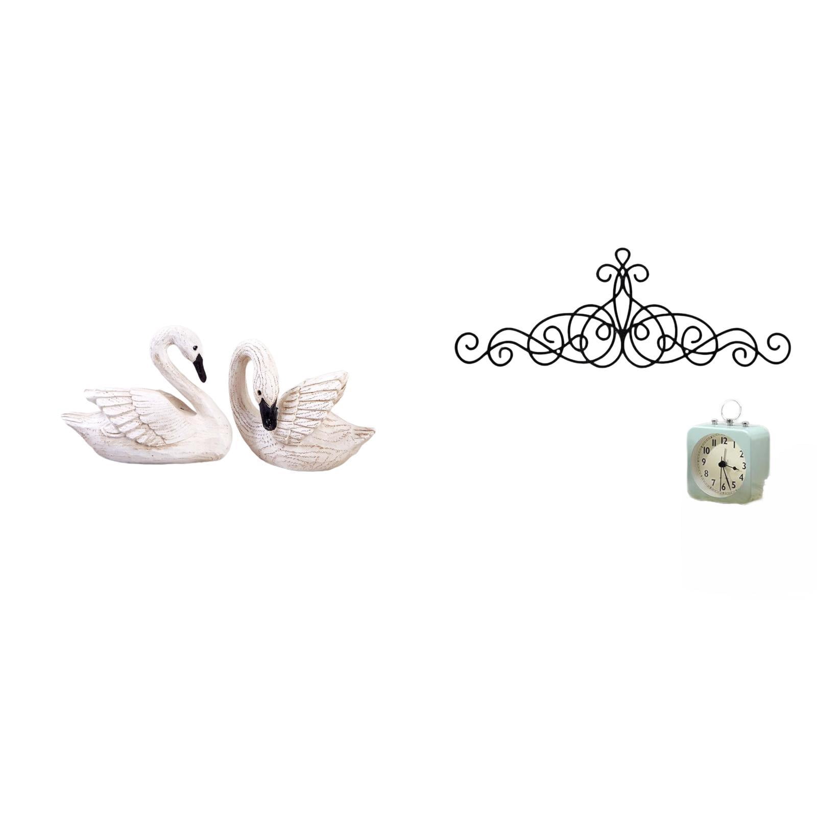 Dualoai Resin Swan Sculptures and Metal Floral Wall Art Decor for ...