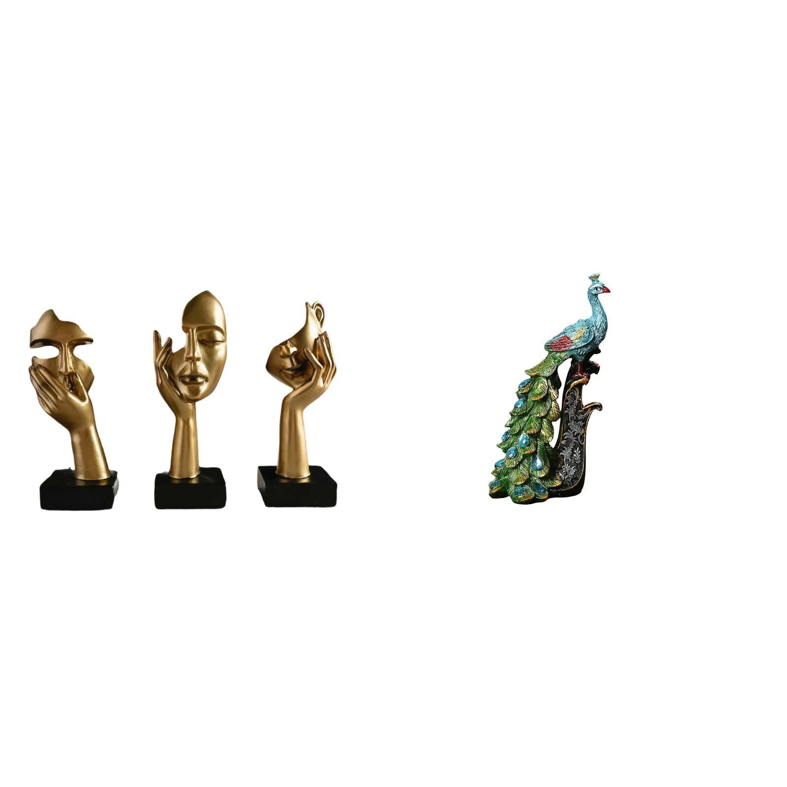 Dualoai Resin Thinker Peacock Sculptures Abstract Art Animal Statue ...