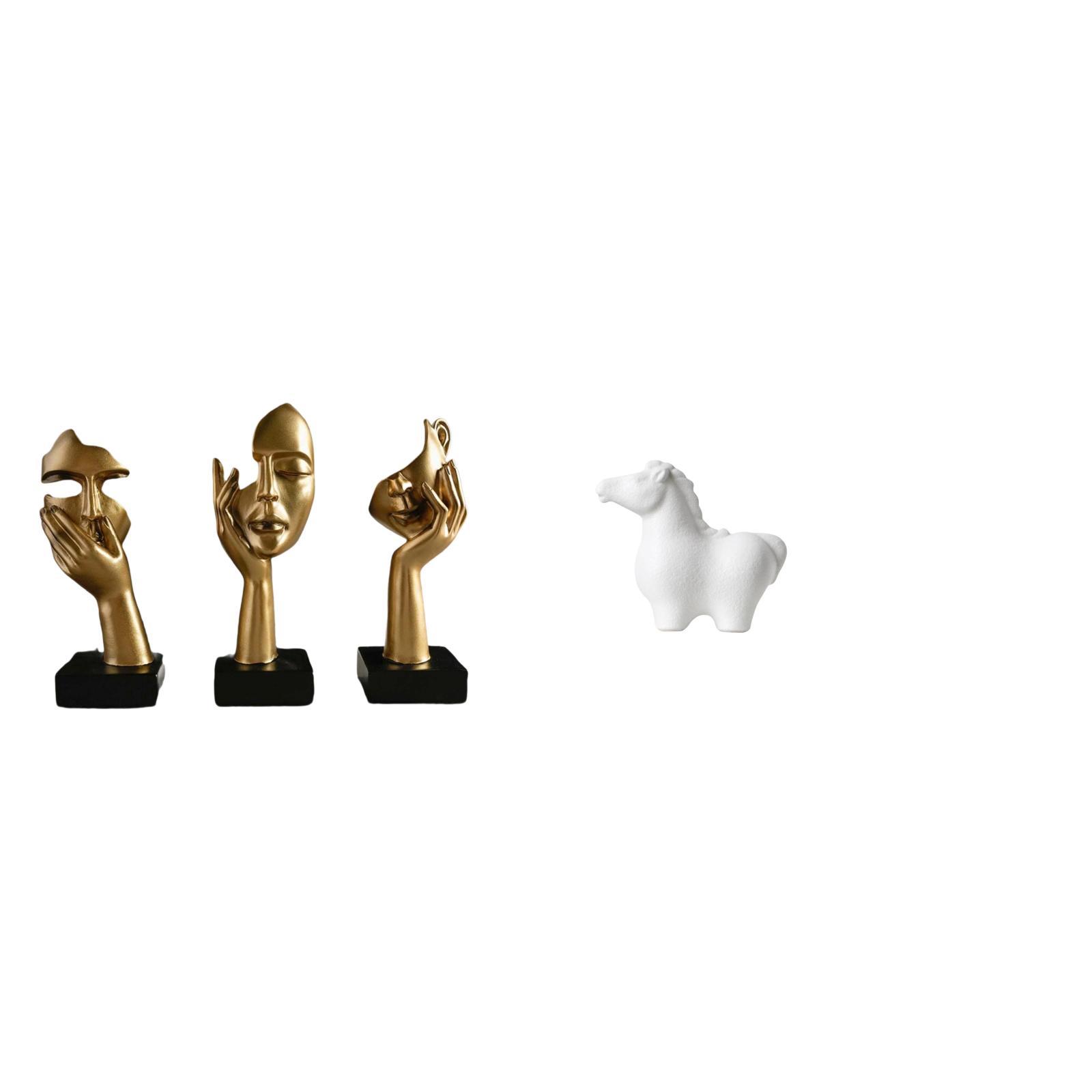Dualoai Resin Thinker Statues Porcelain Horse Figurine Abstract Art ...