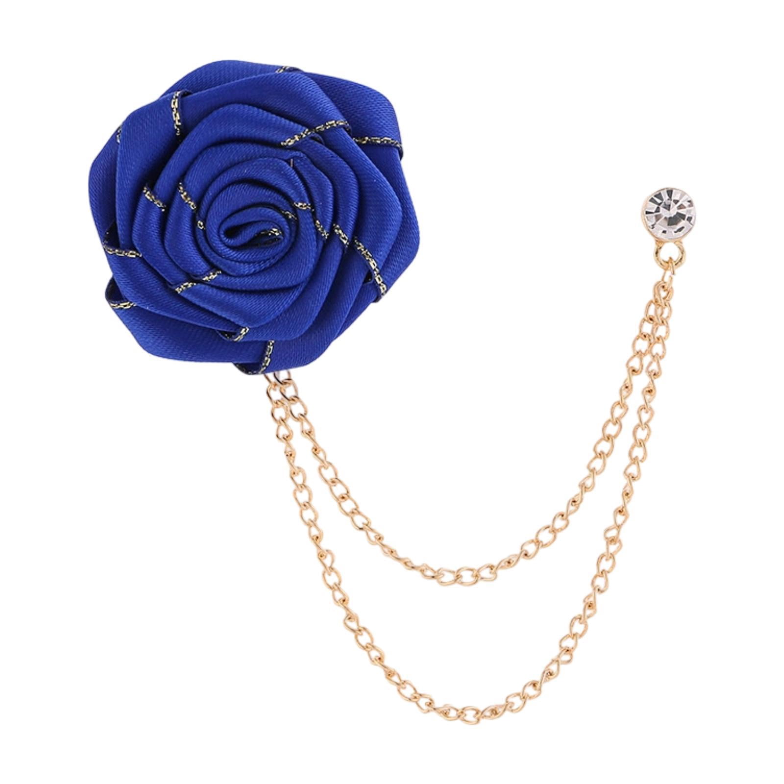 Dualoai Rose Flower Chain Brooch Chic Groom Suit Brooch for Concert ...