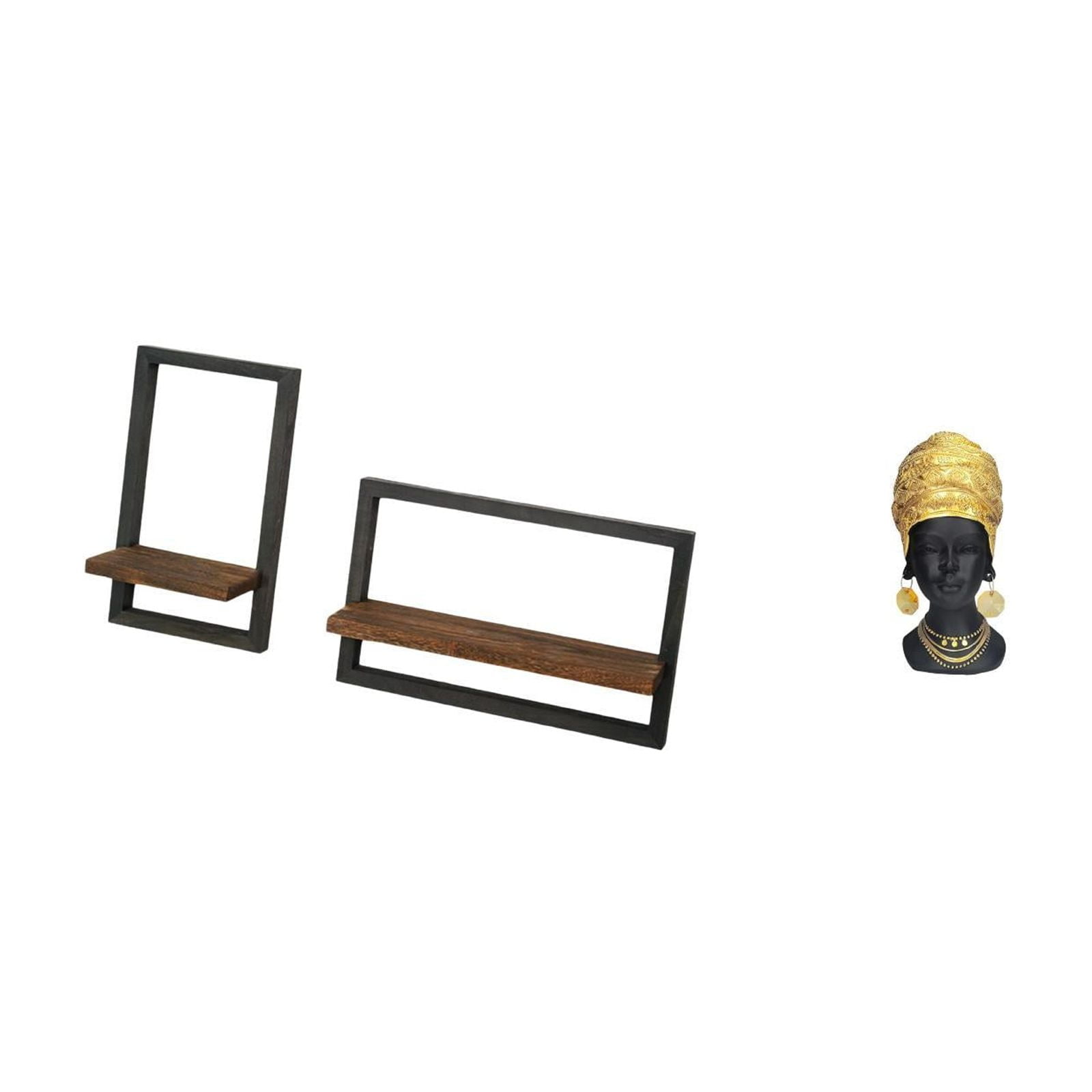 Dualoai Rustic Modern Floating Shelves and African Woman Statue ...