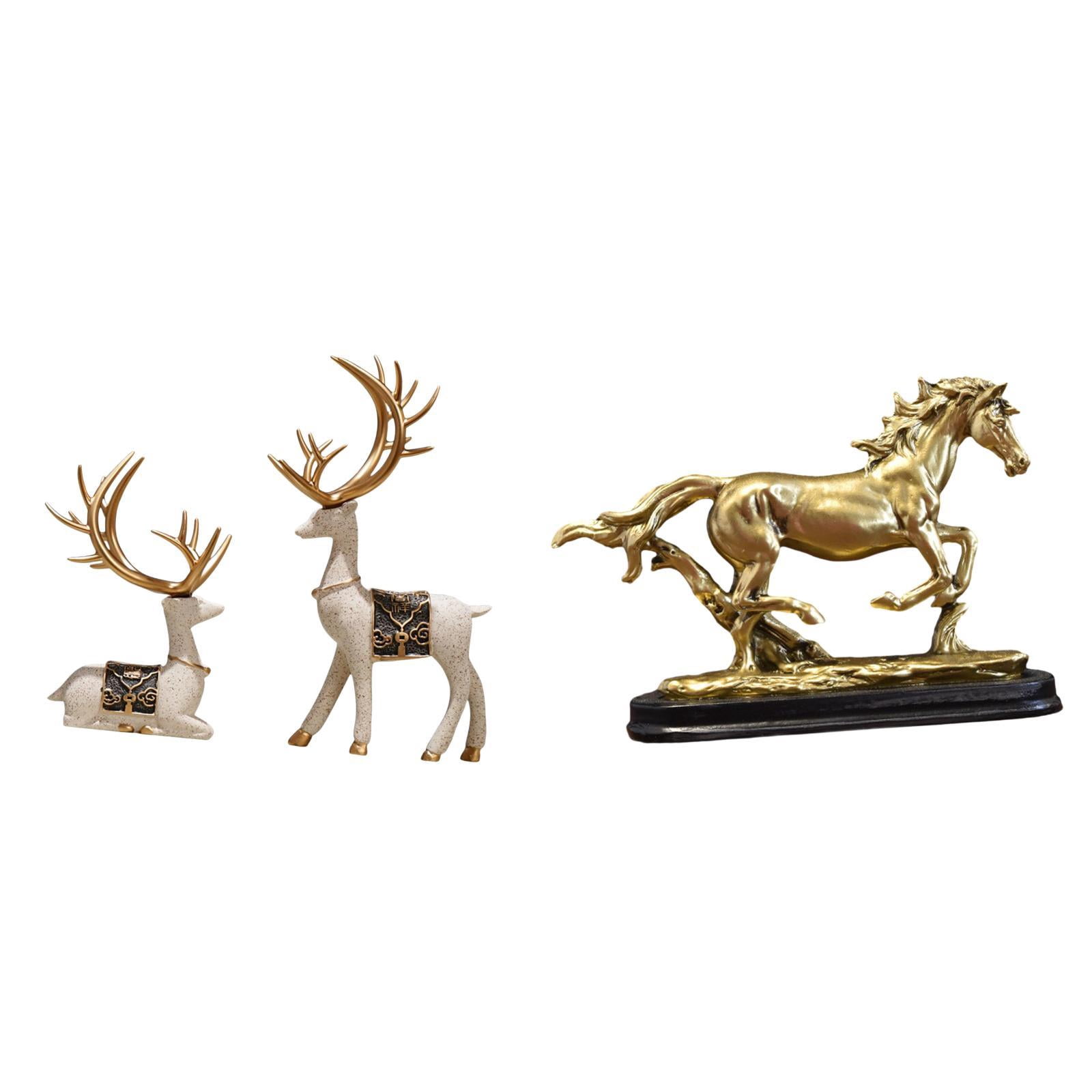 Dualoai Sculpture Figurine Artwork Collectible Art Ornament Reindeer ...