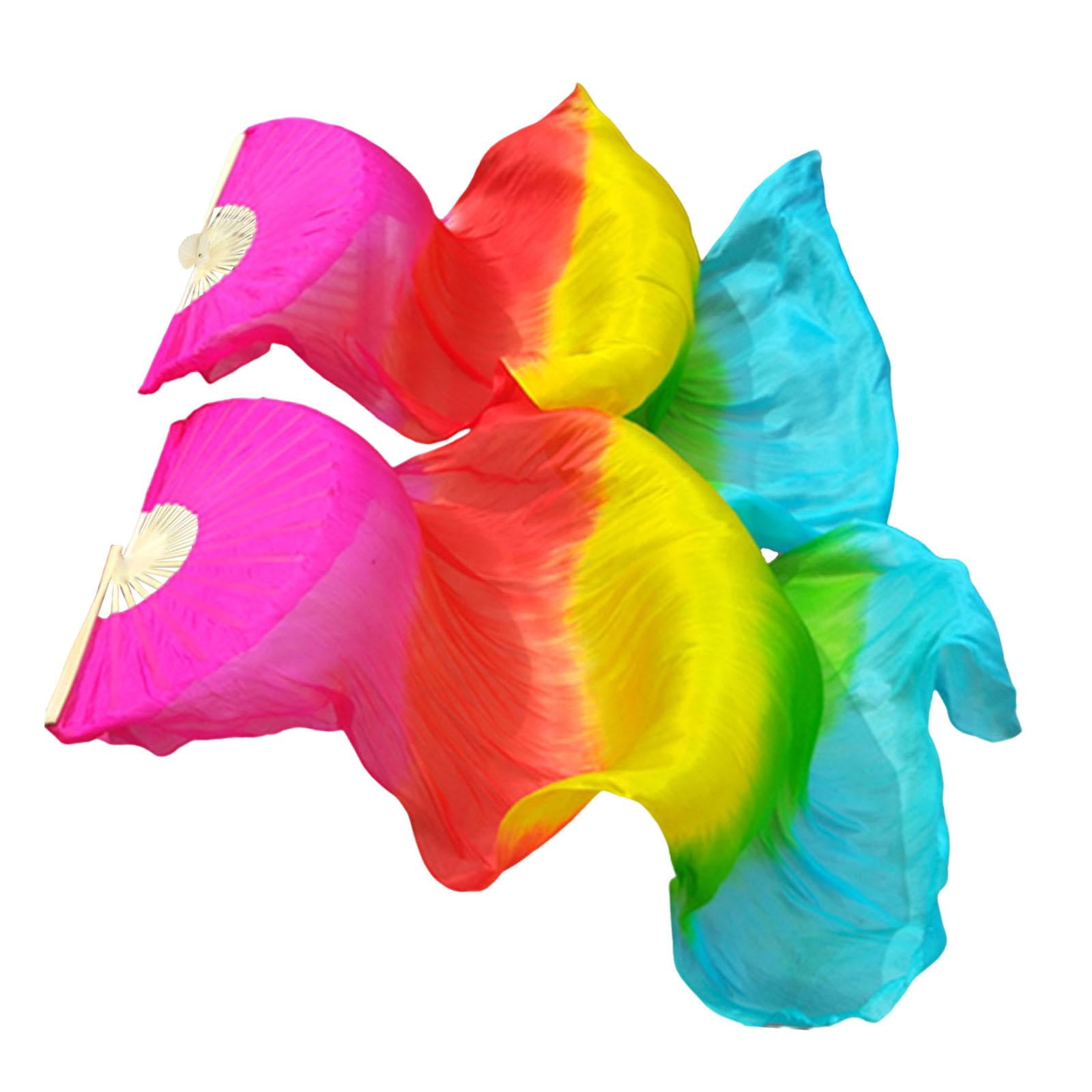 Dualoai Silk Belly Dance Fan 1.8M Long for Stage Performances Wedding ...