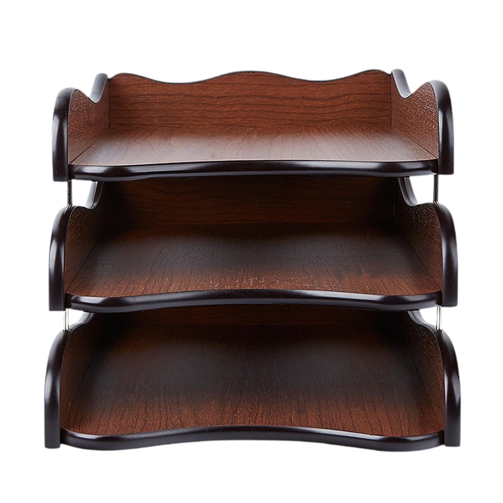 Dualoai Wood Inbox Tray Letter Tray Holder Sturdy Stackable for Desk ...