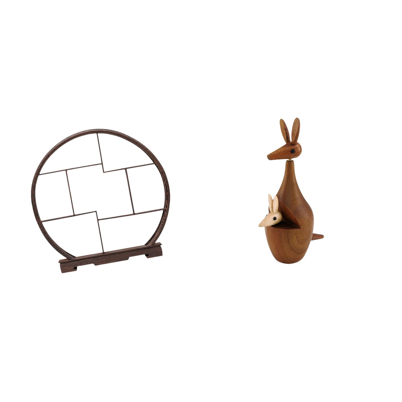 Dualoai Wooden Animal Display Stand Statue Organizer Decorative Shelf ...