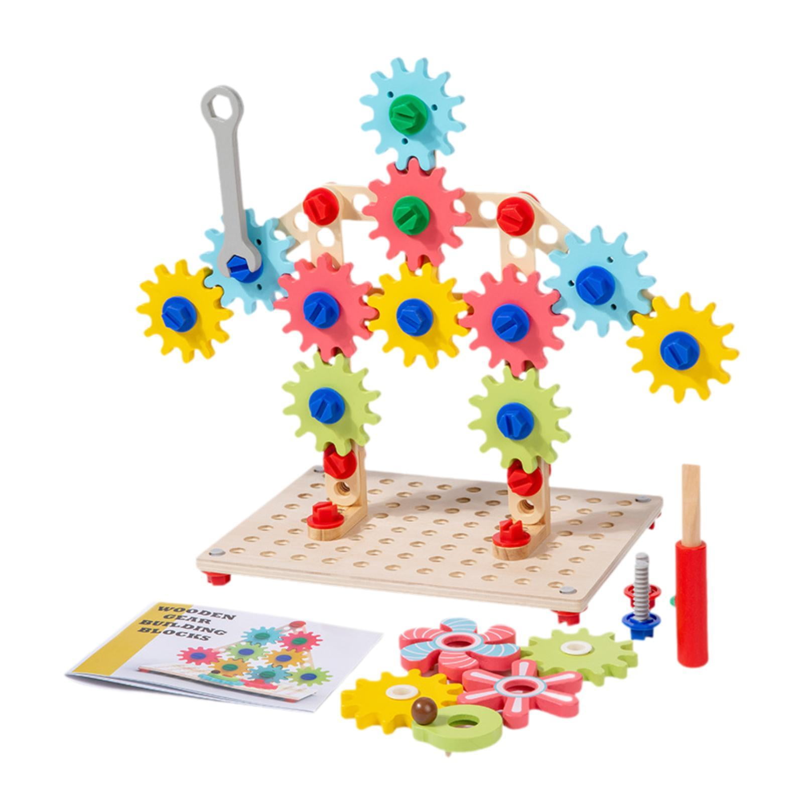 Dualoai Wooden Gears Toys Building Blocks for Boys and Girls 2 3 4 5 ...