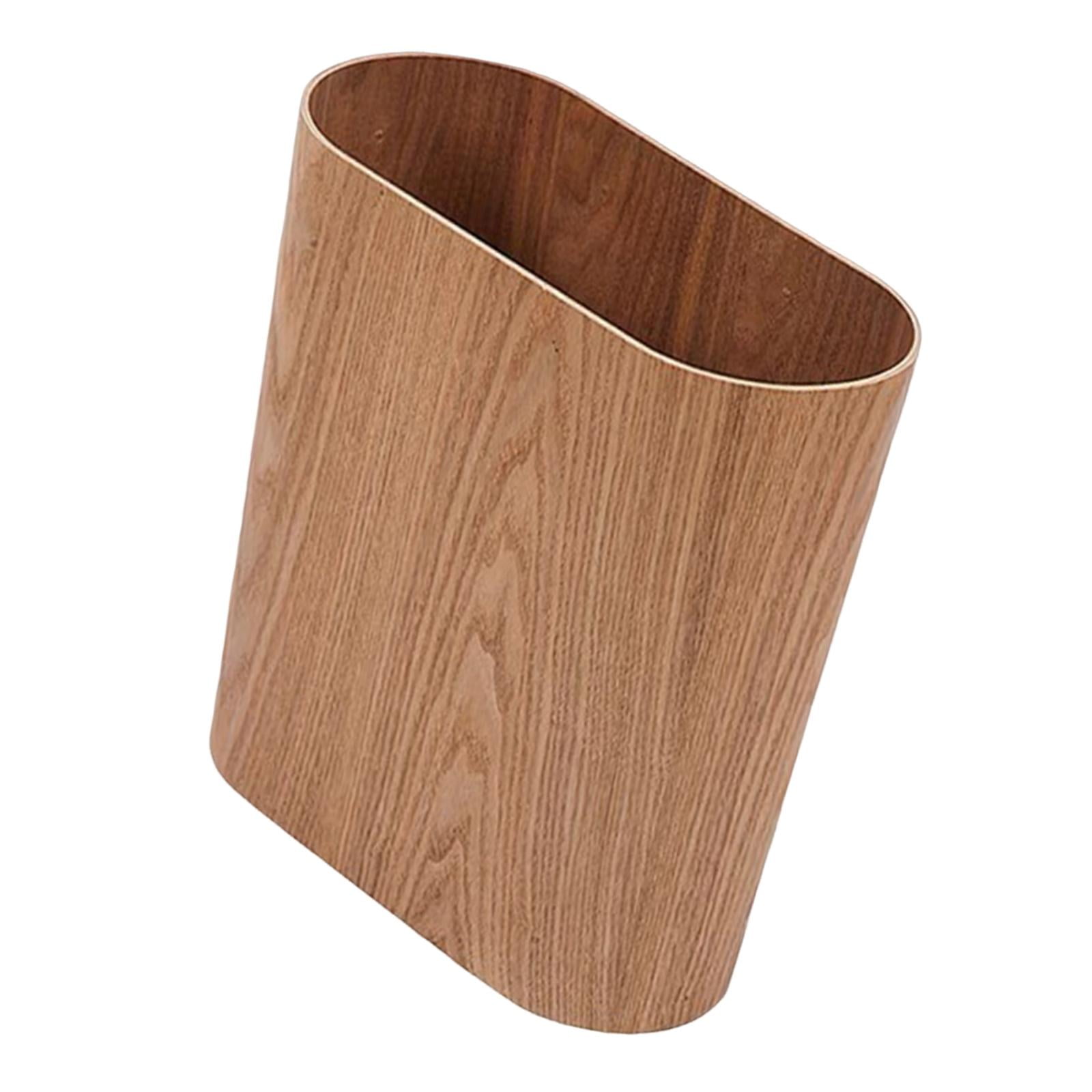 Dualoai Wooden Trash Can 6L Dustbin Open Top Rectangular Sturdy Garbage ...