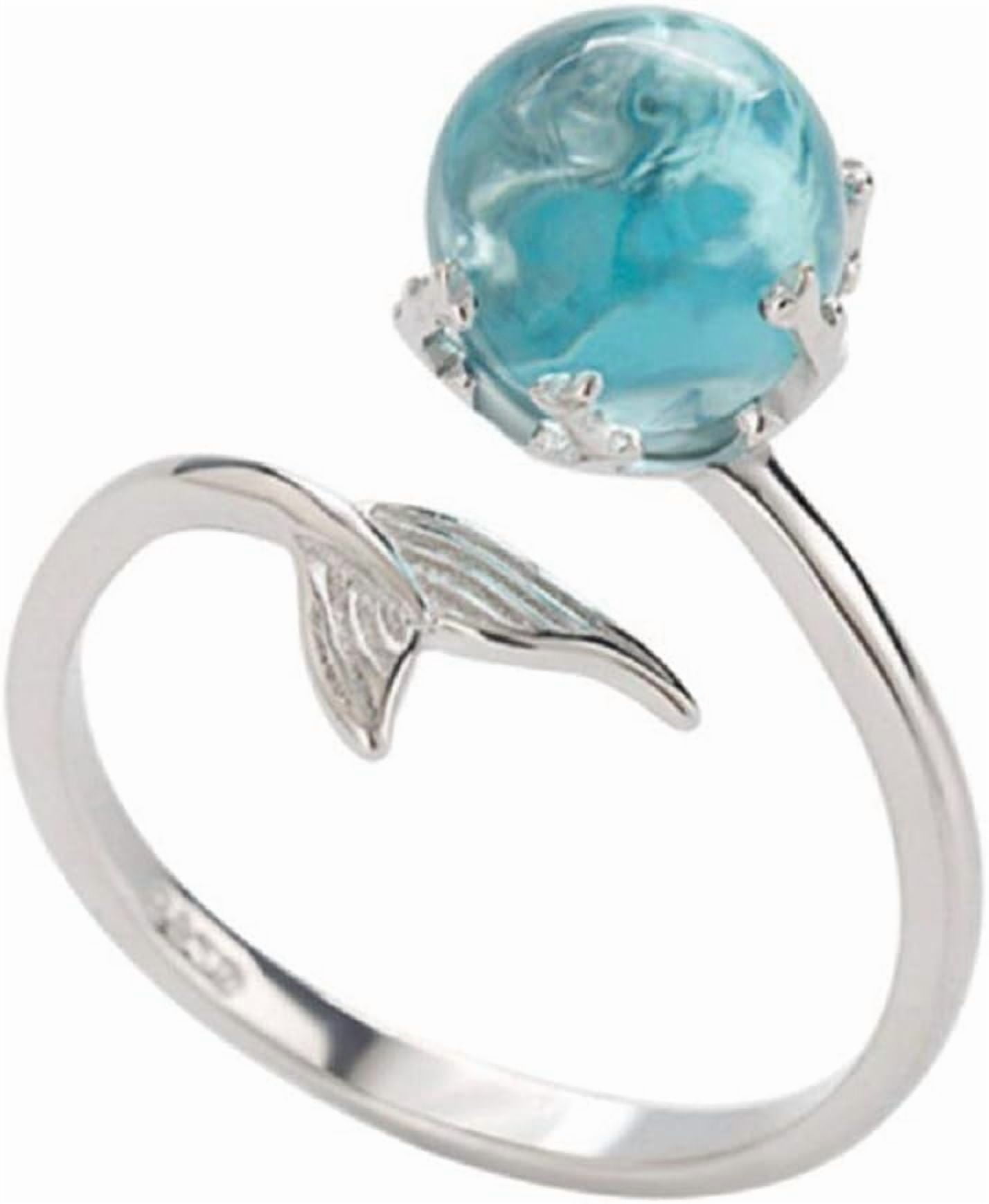 Duan Ocean Blue Opal Mermaid Fish Tail Finger Toe Rings Sterling Silver ...