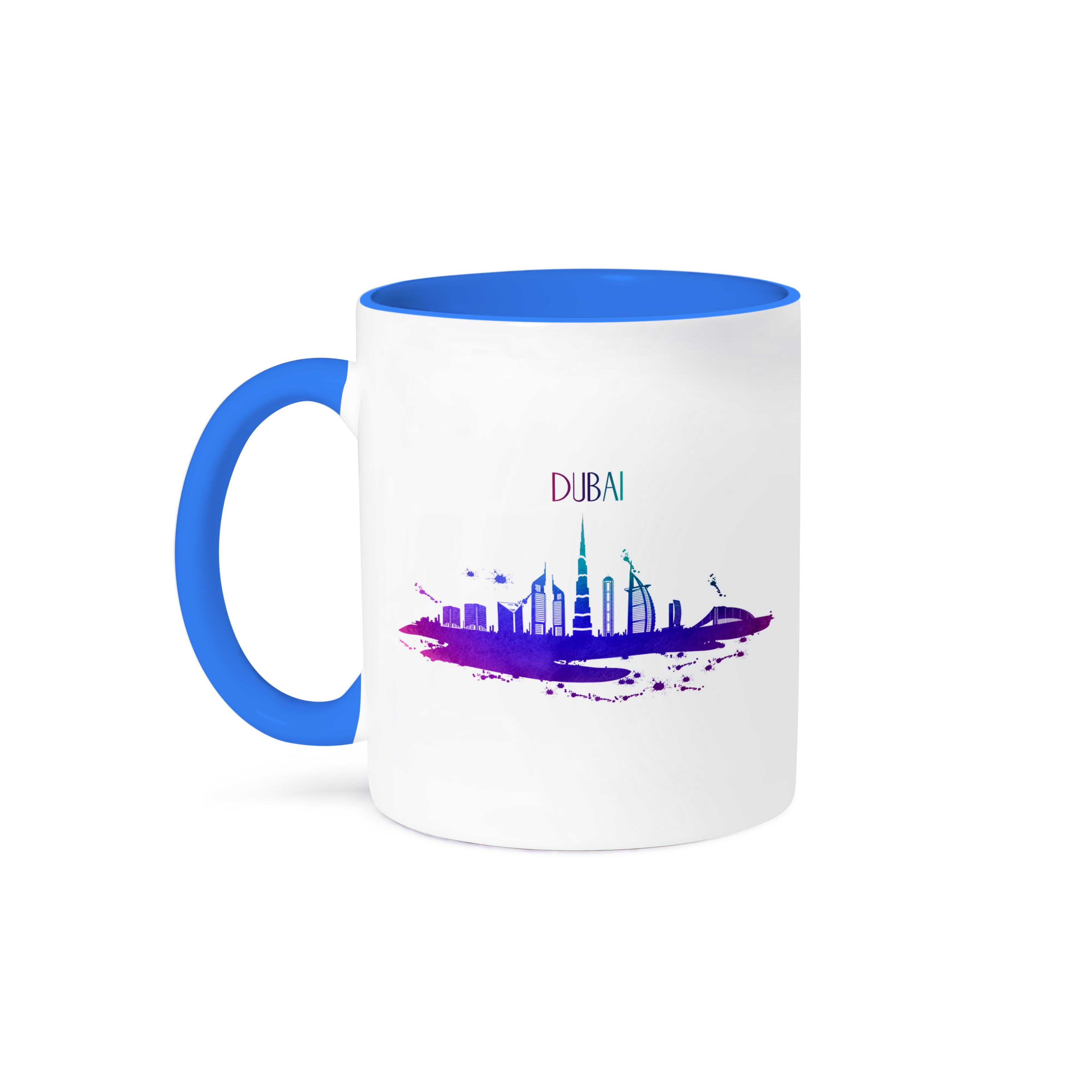 Dubai Arab Emirates With Fantastic Colors Skyline, 15oz Two-Tone Blue ...