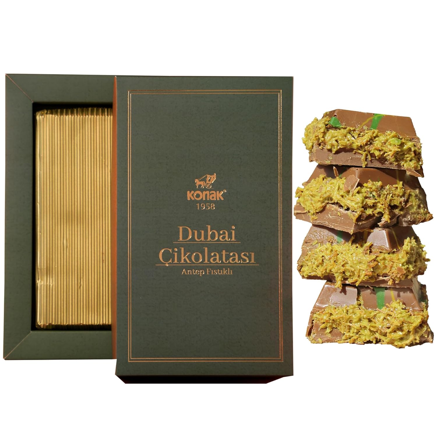 Dubai Chocolate 7oz Kunafa Pistachio Rich Milk Chocolate 200 Gram ...