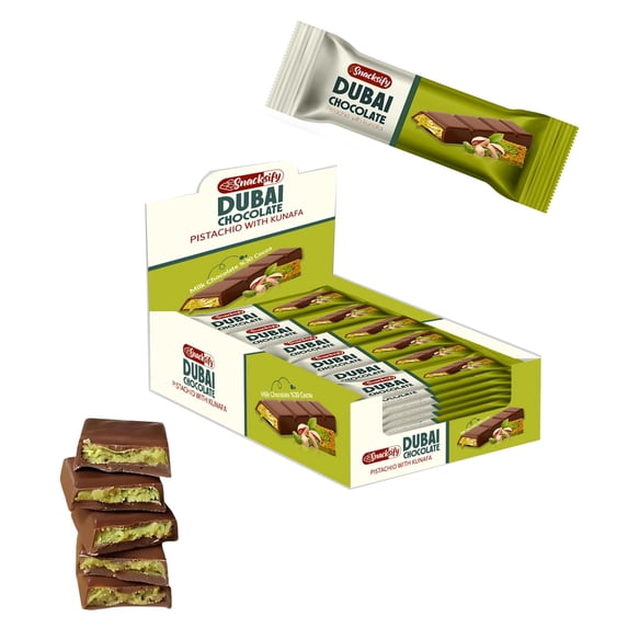 Dubai Chocolate Bar (Pack of 24) Kunafa Pistachio Bar- 27gr Total 1.43 ...