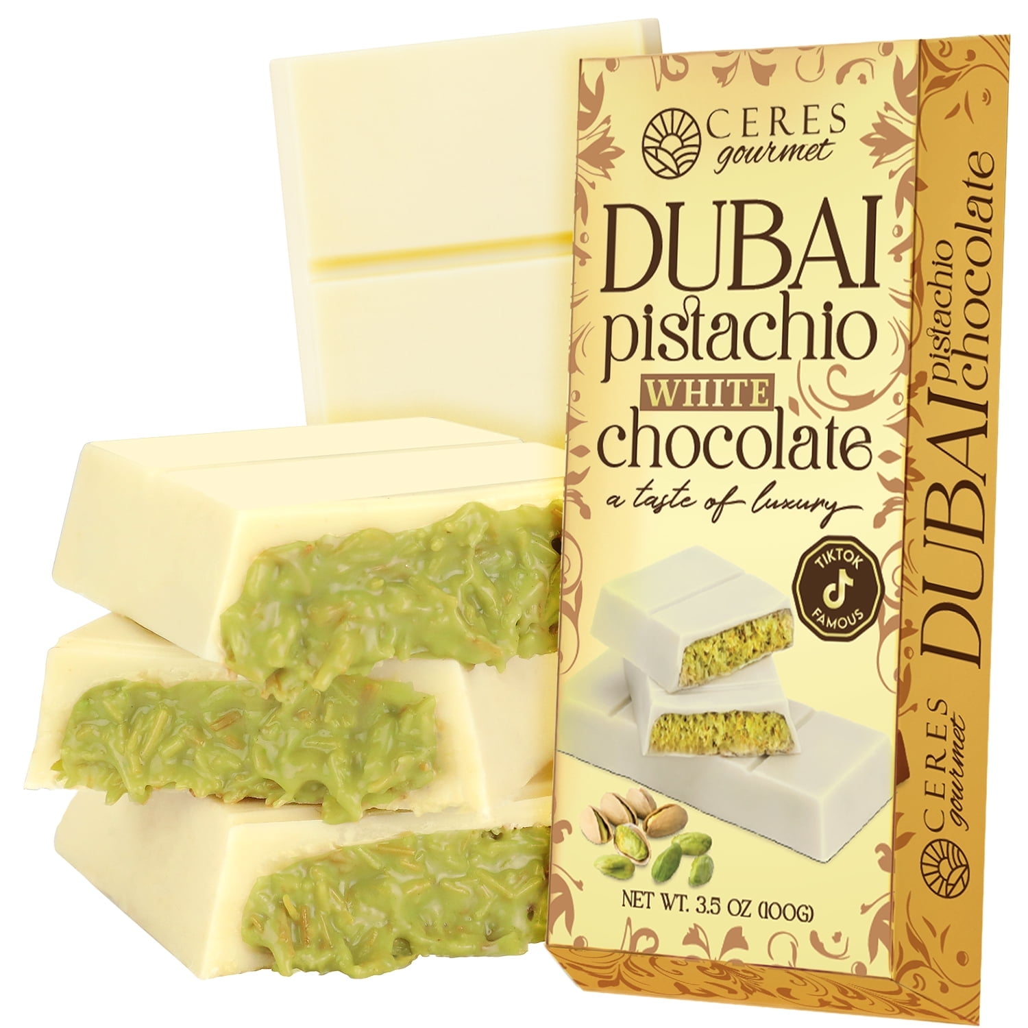 Dubai Chocolate Pistachio Bar | White Chocolate, Pistachio and Kunafa ...