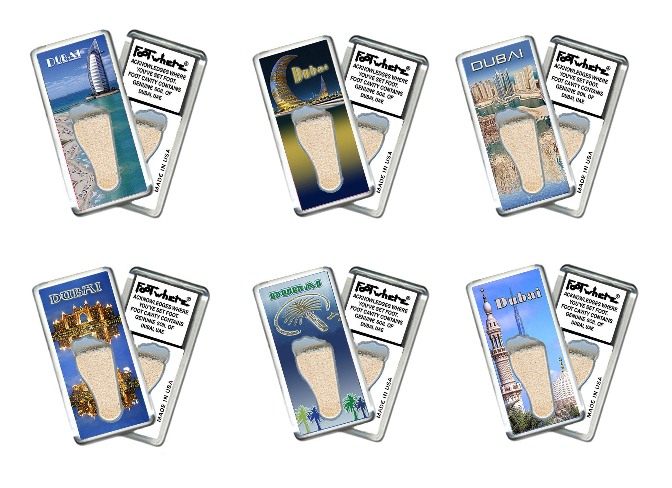 Dubai FootWhere Souvenir Fridge Magnets. 6 Piece Set. (DU200 - Assorted ...
