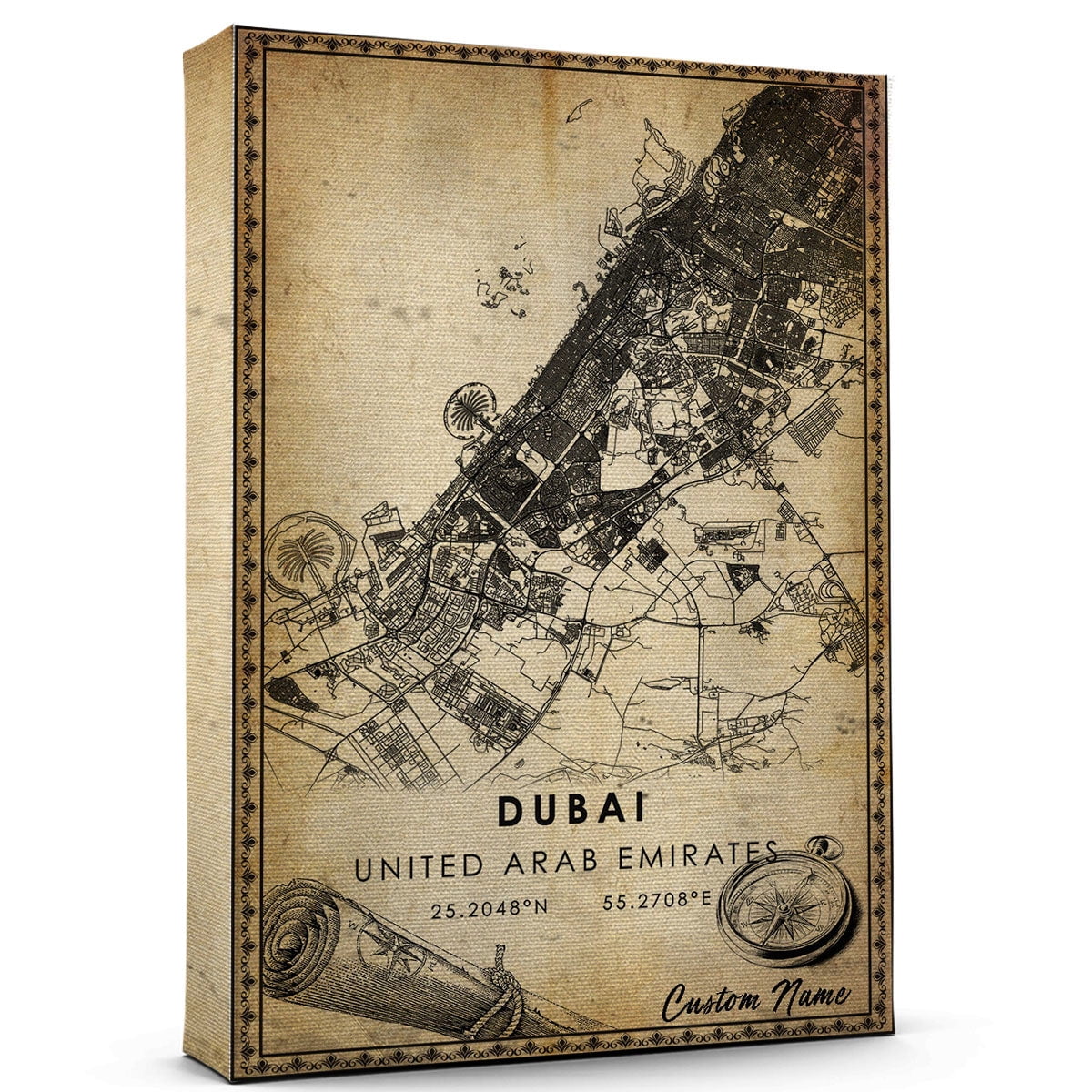 Dubai Map Poster, United Arab Emirates Map Art Poster, Canvas, Dubai ...