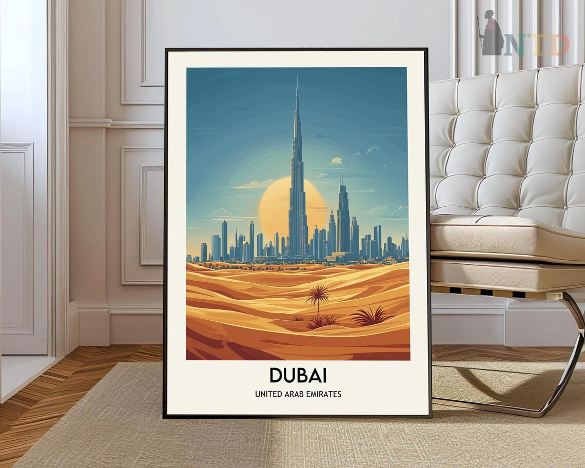 Dubai Poster, Dubai Travel Print, Islamic Decor, Tropical Wall Art, Uae ...