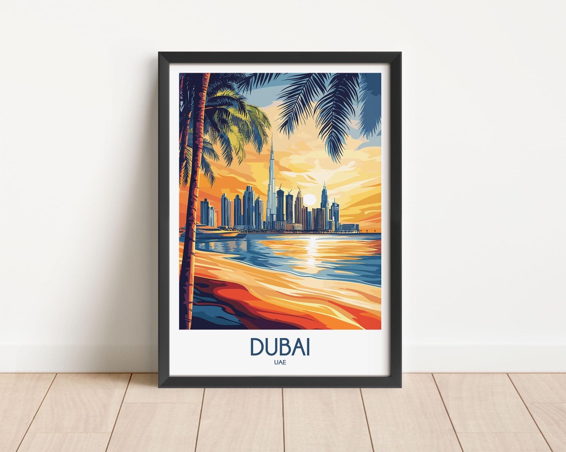 Dubai Poster UAE Scenic City Travel Wall Art Decor, Unframed Poster ...