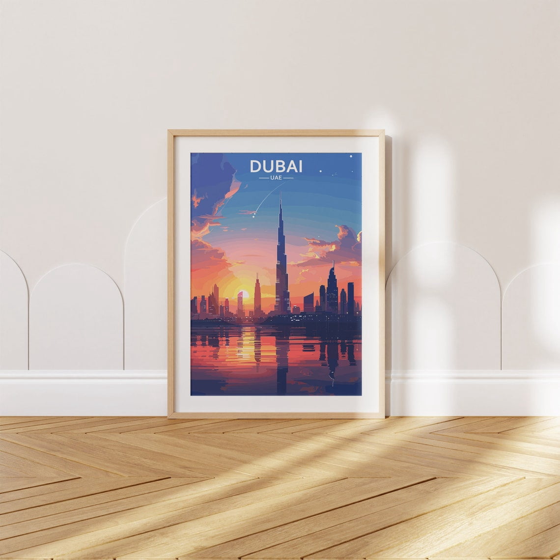Dubai Poster UAE Scenic Modern City Wall Art Decor, Unframed Canvas ...