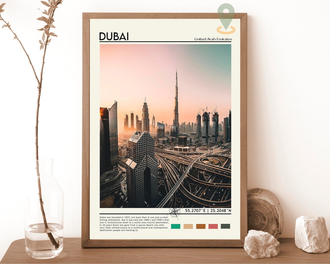 Dubai Print, Vintage Poster, Dubai Wall Art, Dubai Poster, Dubai Photo ...