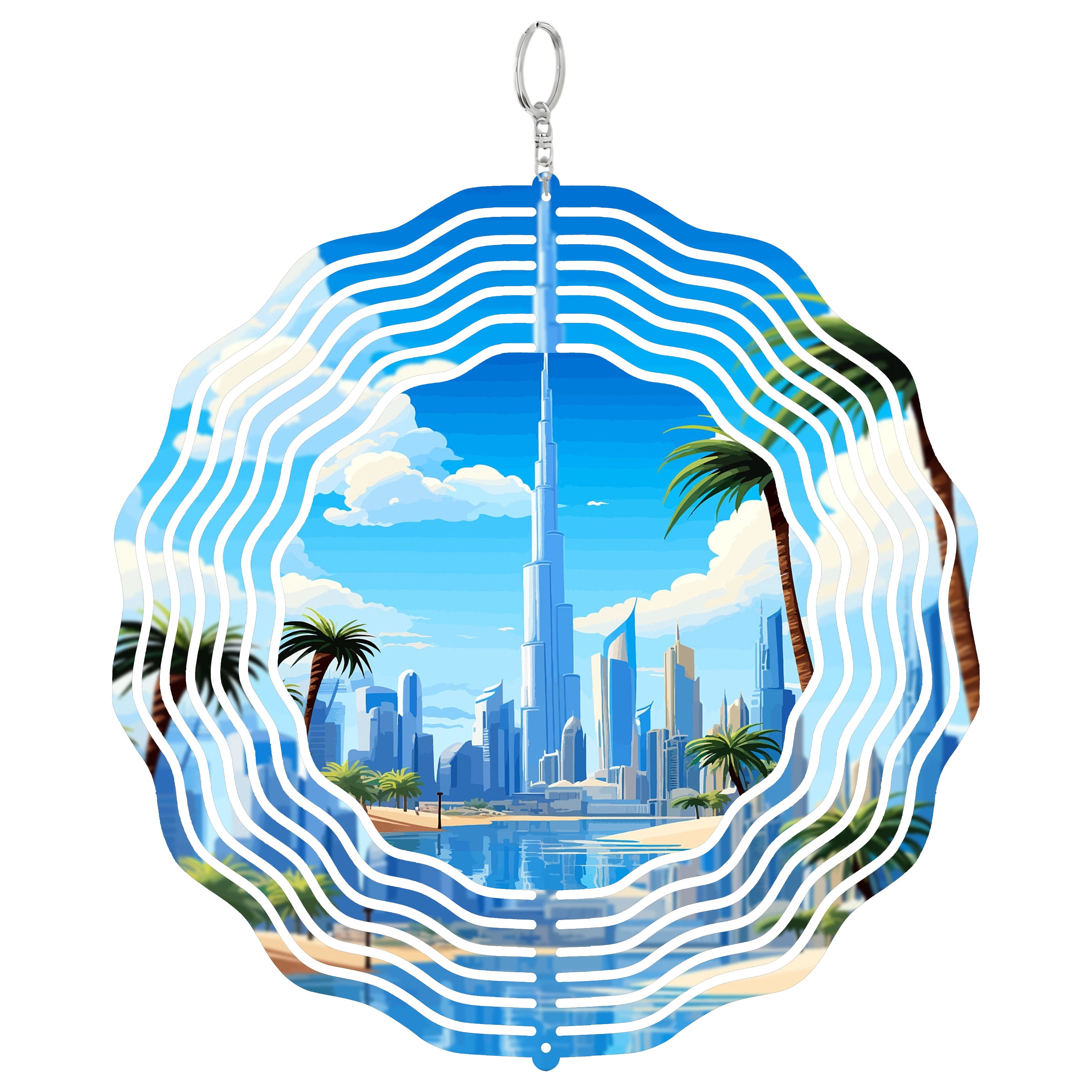 Dubai Skyline 3D Wind Spinner Stainless Steel Kinetic Yard Art Garden ...
