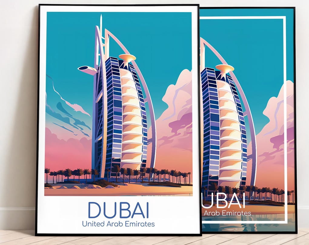 Dubai Travel Poster Dubai Poster Wall Art Uae Vintage Poster Dubai ...