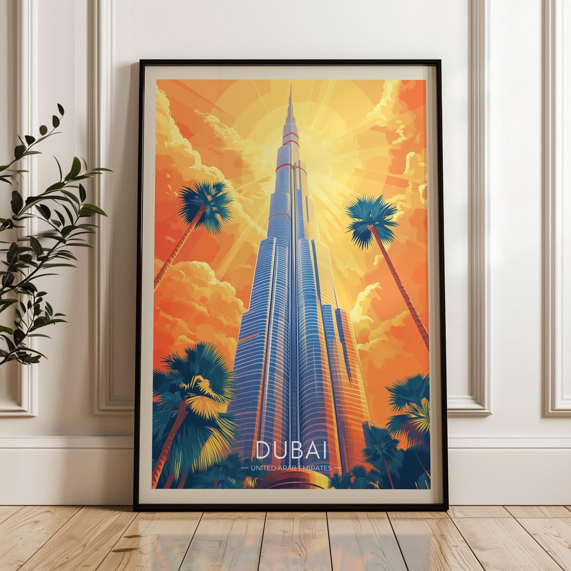 Dubai Travel Poster - Uae Wall Art Print, Illustration Poster, Burj ...
