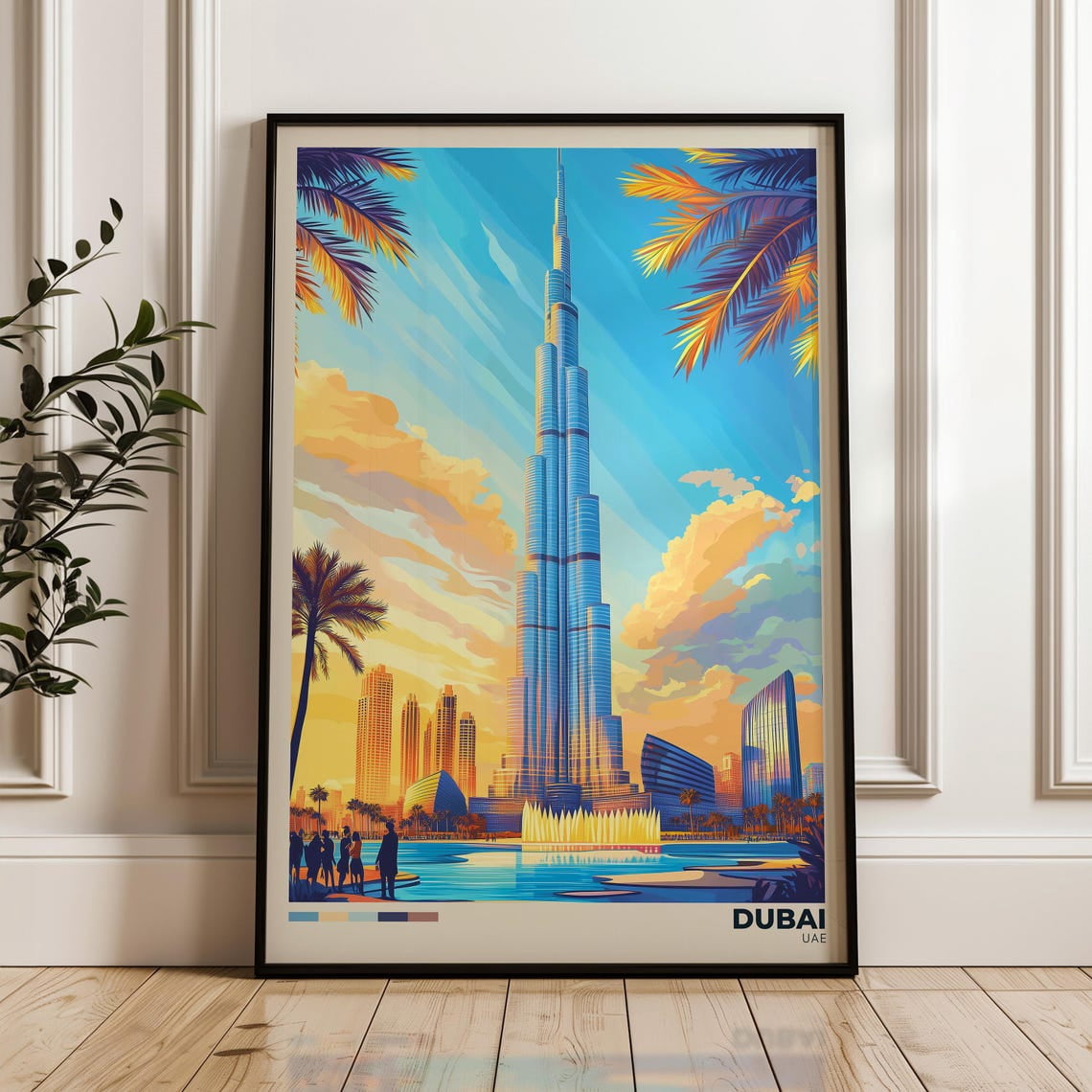 Dubai Travel Poster - Uae Wall Art Print, Illustration Poster, Burj ...
