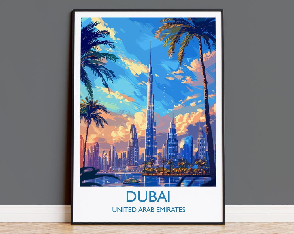 Dubai Travel Print, Travel Poster Of Dubai, Dubai Art Lovers Gift, Uae ...