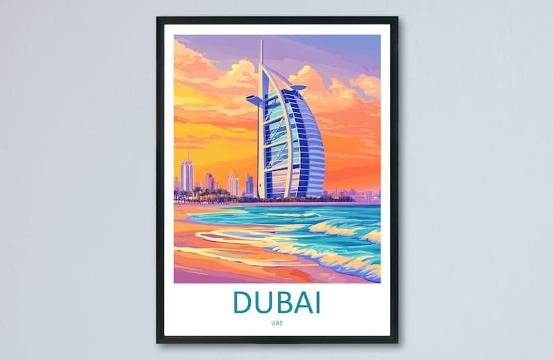 Dubai Travel Print - UAE Skyline Poster for Architecture Lovers ...