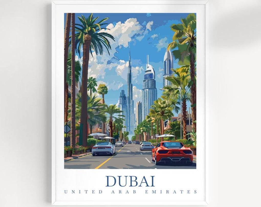 Dubai Travel Print Wall Art Dubai Wall Hanging Home Décor Dubai Gift ...