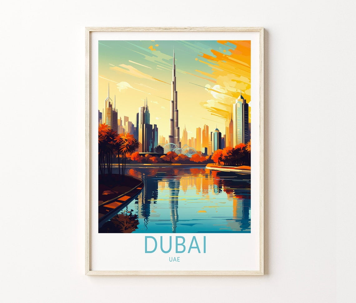 Dubai UAE Burj Khalifa City Skyline Wall Art, Unframed Paper Poster ...