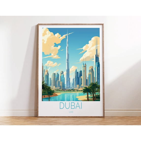 Dubai UAE Burj Khalifa Skyline Wall Art, Unframed Canvas Size 16x24 ...