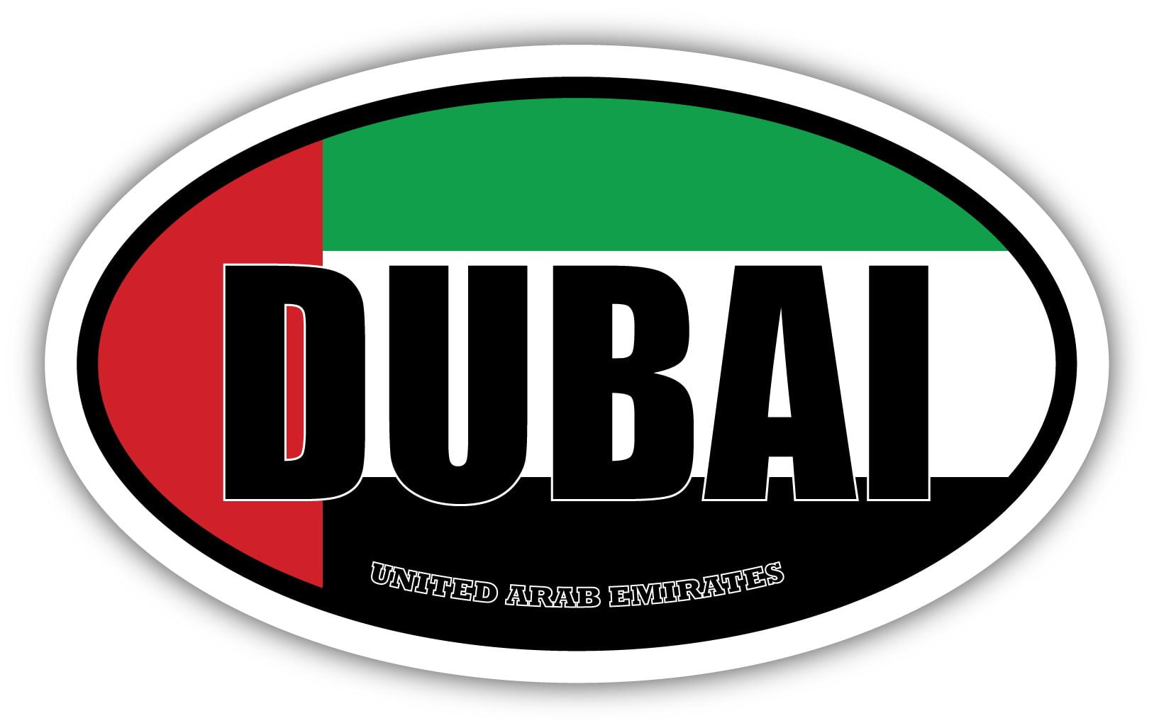 Dubai United Arab Emirates Flag Oval Decal Vinyl Bumper Sticker 3x5 ...