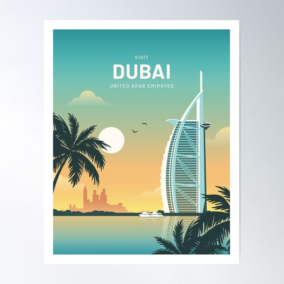 Dubai United Arab Emirates Vintage Travel Poster Wall Art, Modern Wall ...