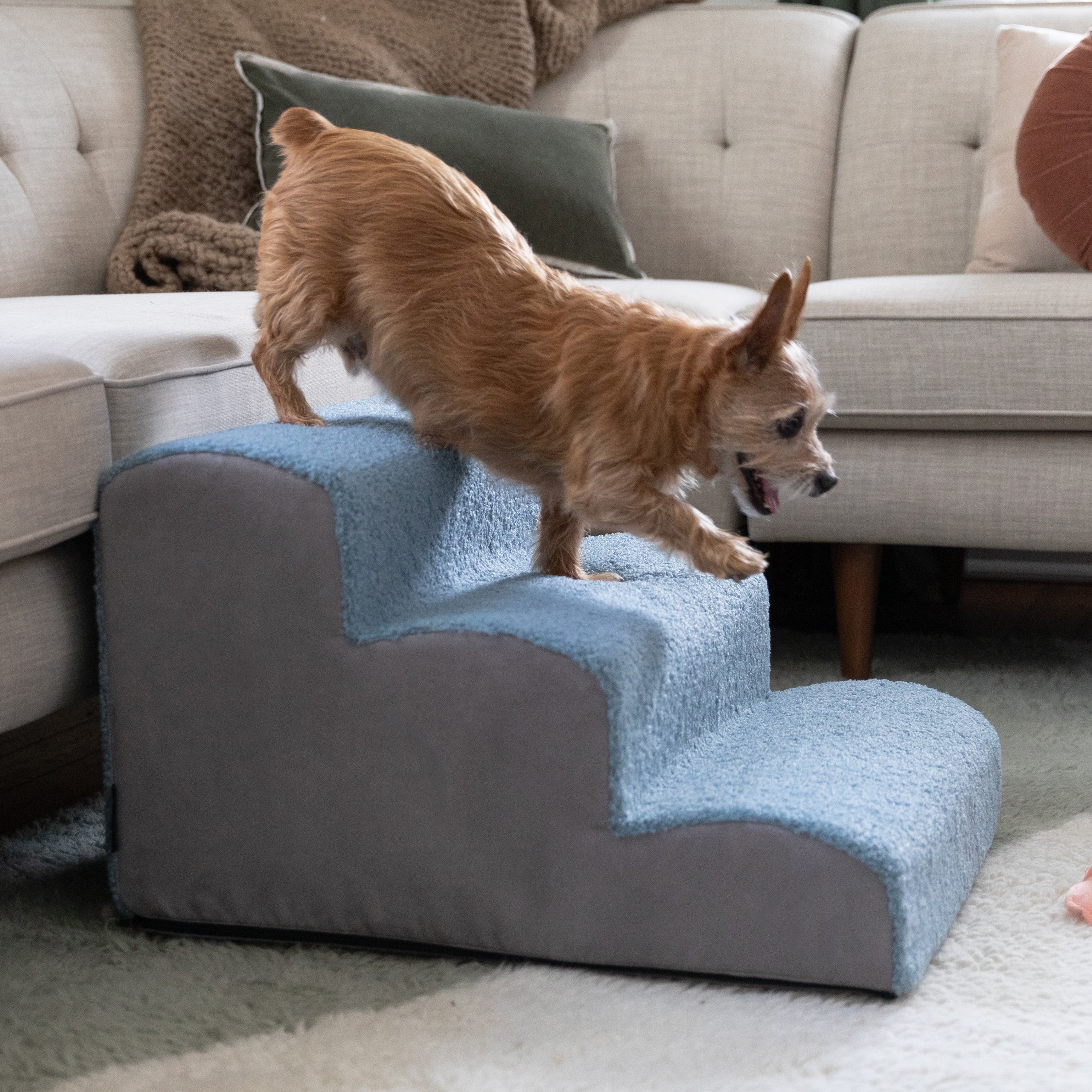 Dubb Pet Steps - Orthopedic Foam Pet Stairs with Sherpa Cover - 3 ...
