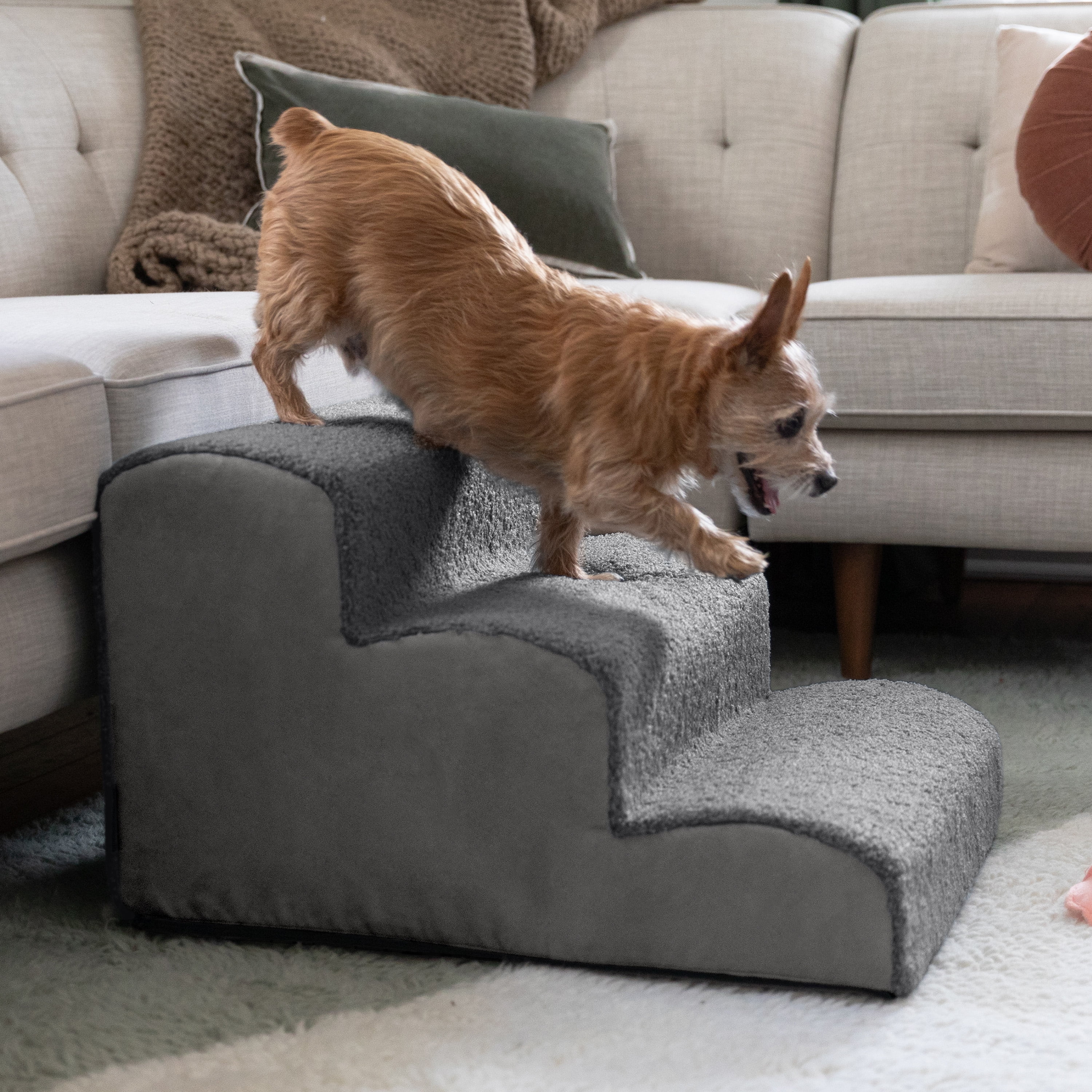 Dubb Pet Steps - Orthopedic Foam Pet Stairs with Sherpa Cover - 3 ...