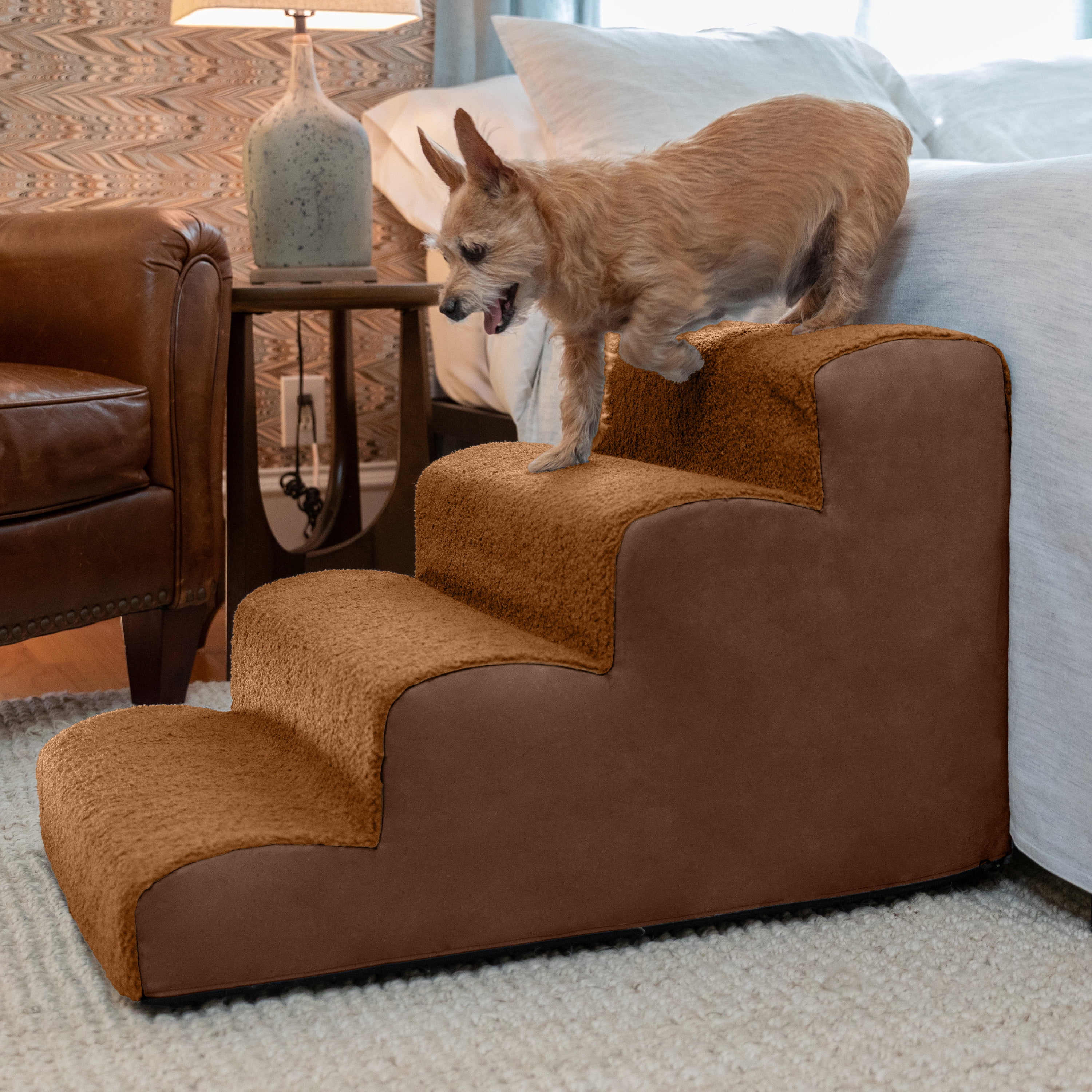 Dubb Pet Steps - Orthopedic Foam Pet Stairs with Sherpa Cover - 4 ...