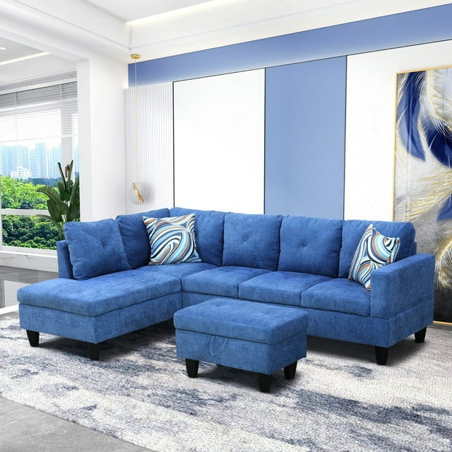 Dubbin Blue Linen 2-Piece Living Room Sofa Set - Walmart.com