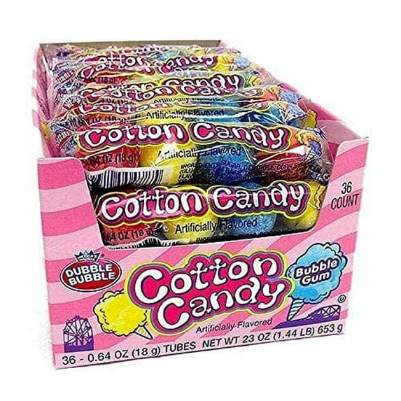 Dubble Bubble Cotton Candy Bubble Gum 4 Pieces Per Sleeve - 36 Count ...