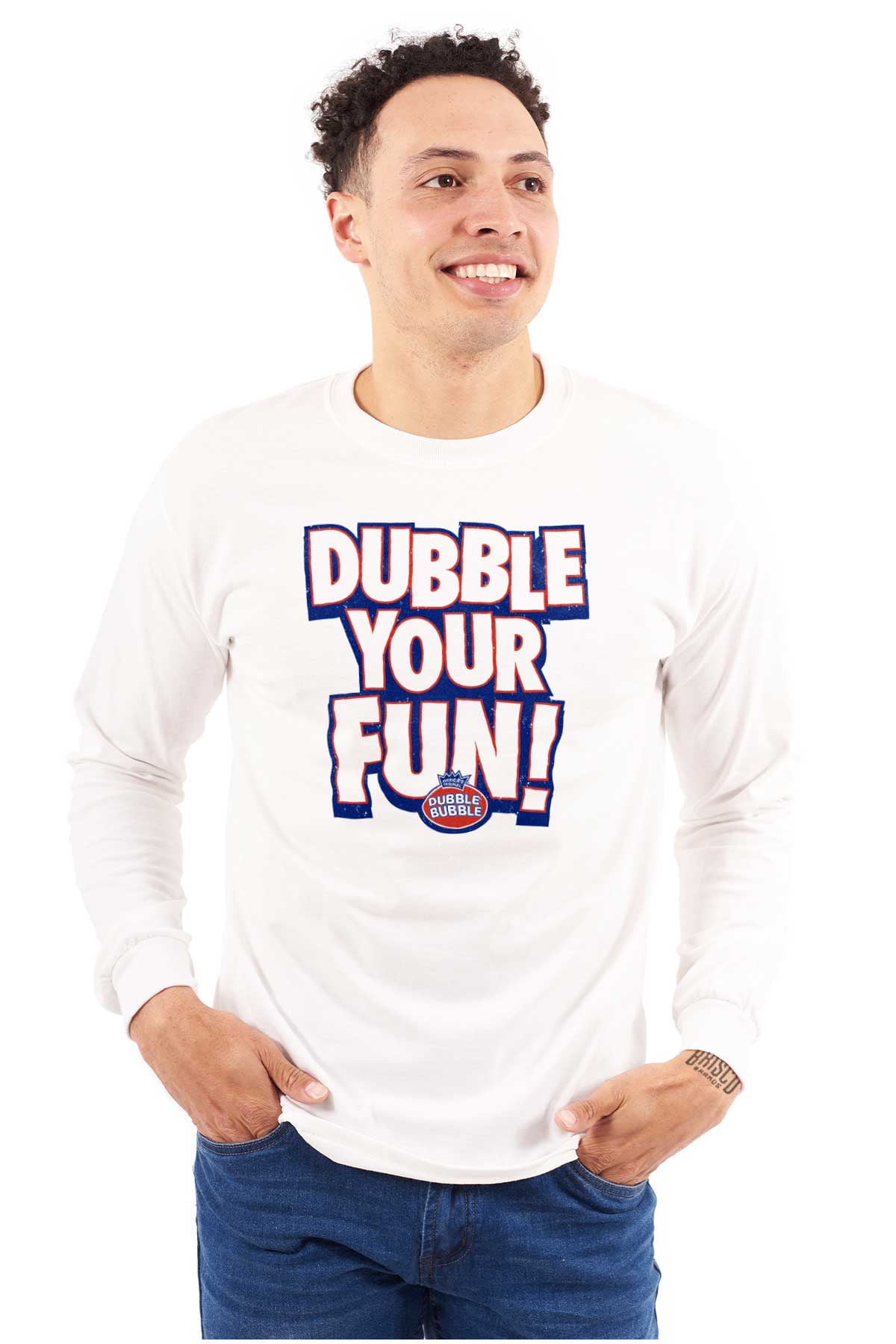 Dubble Bubble Double Your Fun Logo Long Sleeve Tshirt Men Women Brisco