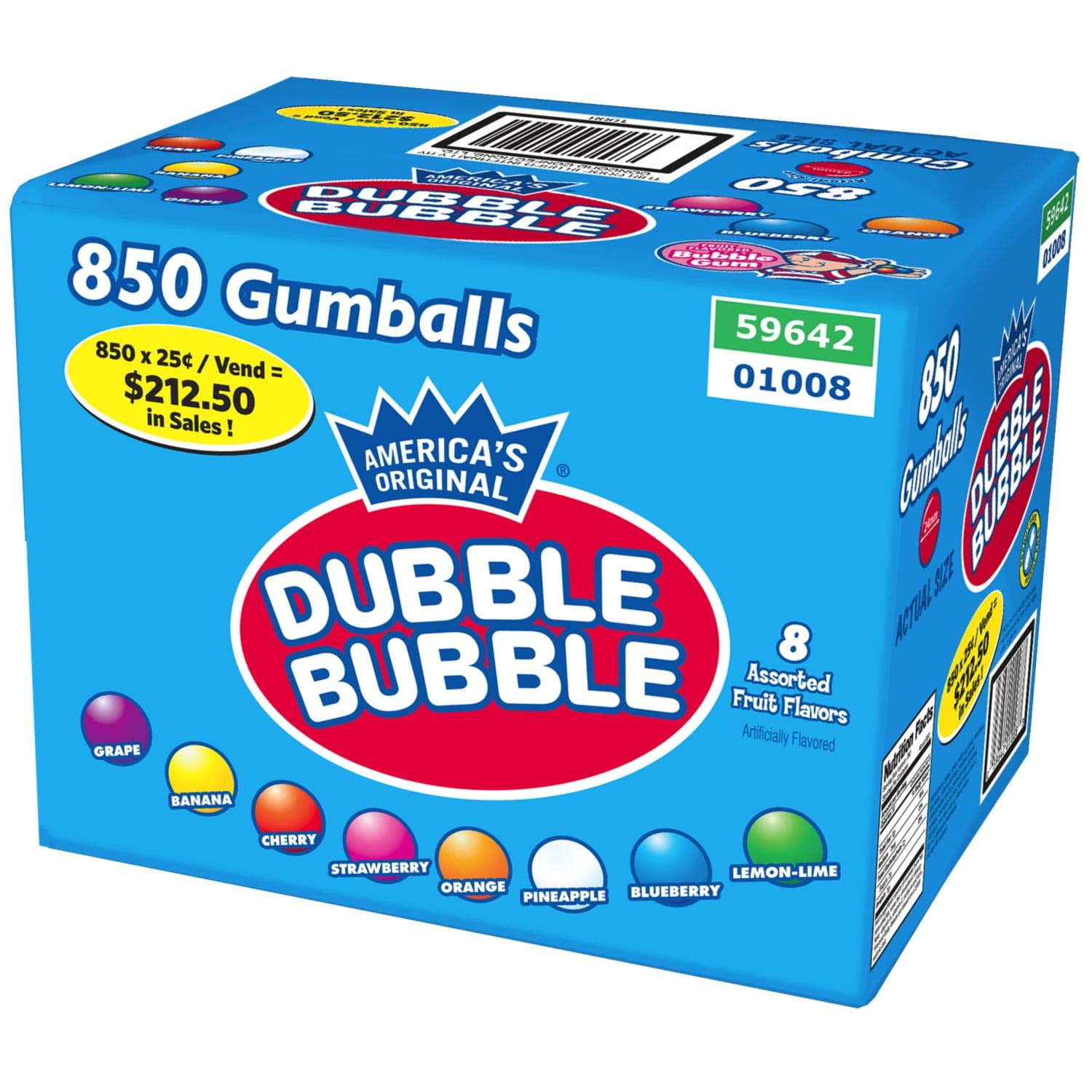 Dubble Bubble Fruitastic Flavored Gumballs, Bulk Gum Bubble Balls 850 ...