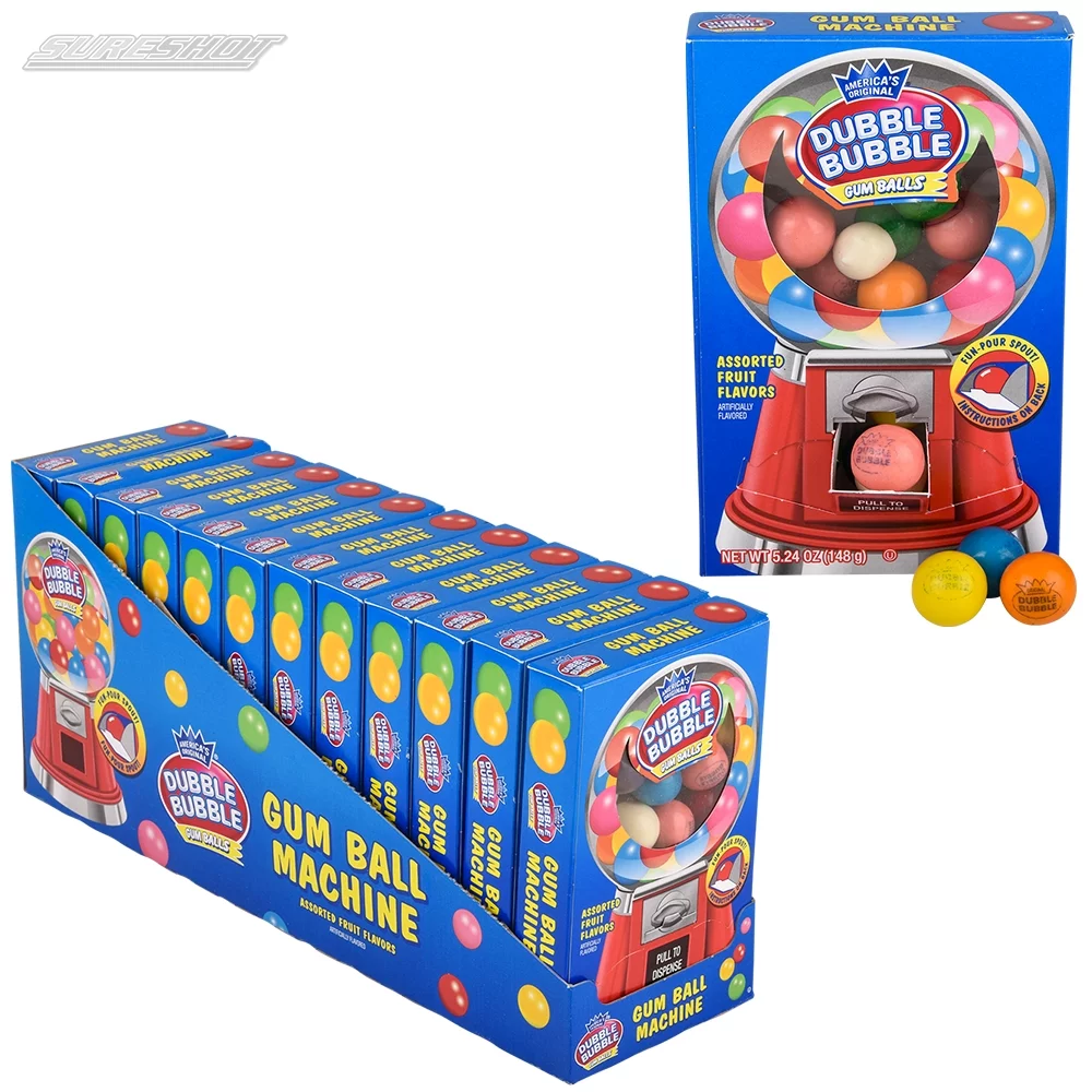 Dubble Bubble Gum Ball Machine Box, Assorted Fruit Flavored Gumballs 5. ...