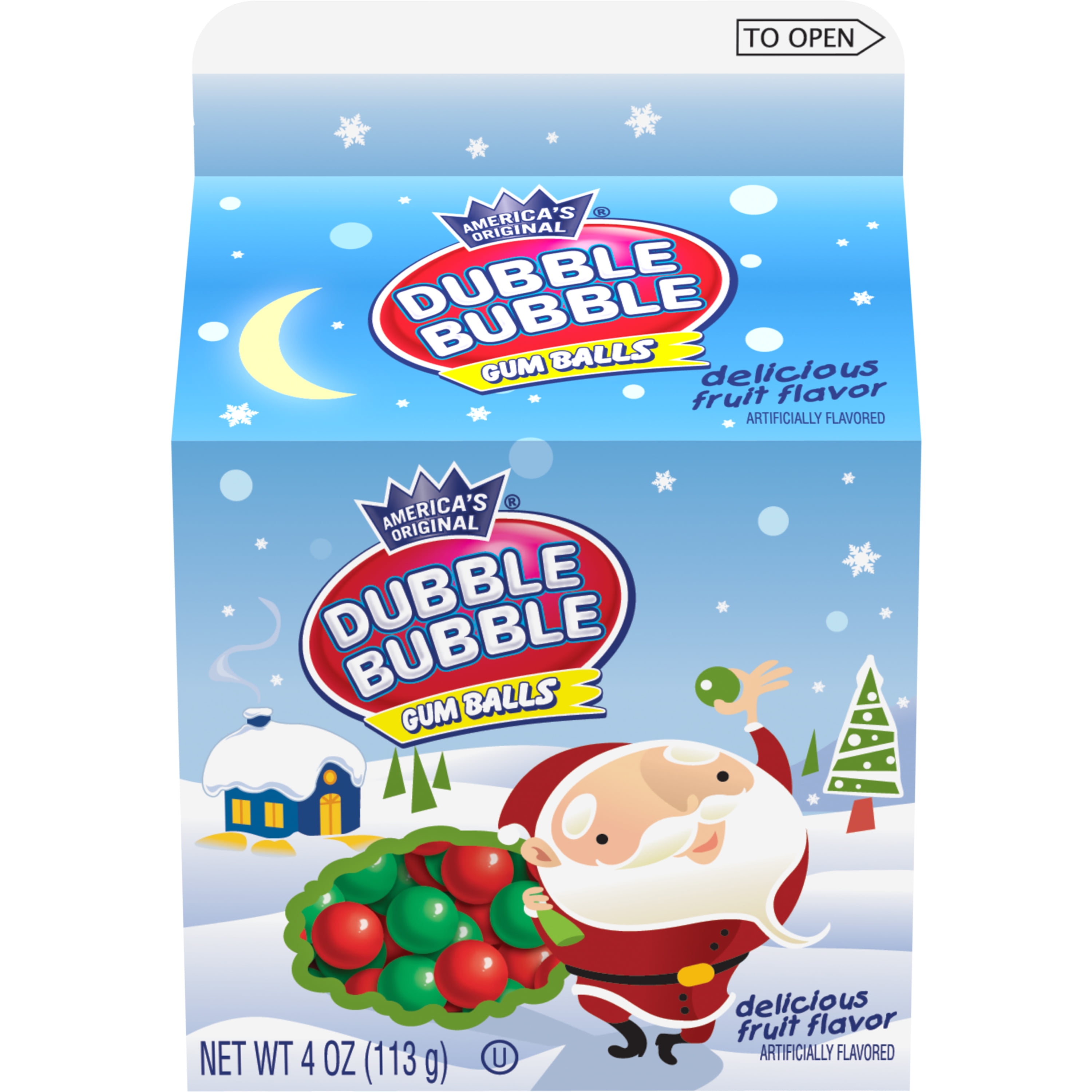 Dubble Bubble Gum Balls Holiday Carton, 4 Oz, Individually Wrapped ...