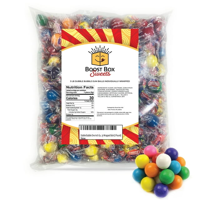Dubble Bubble One Inch Gumballs Candy Coated Gum Individually Wrapped ...
