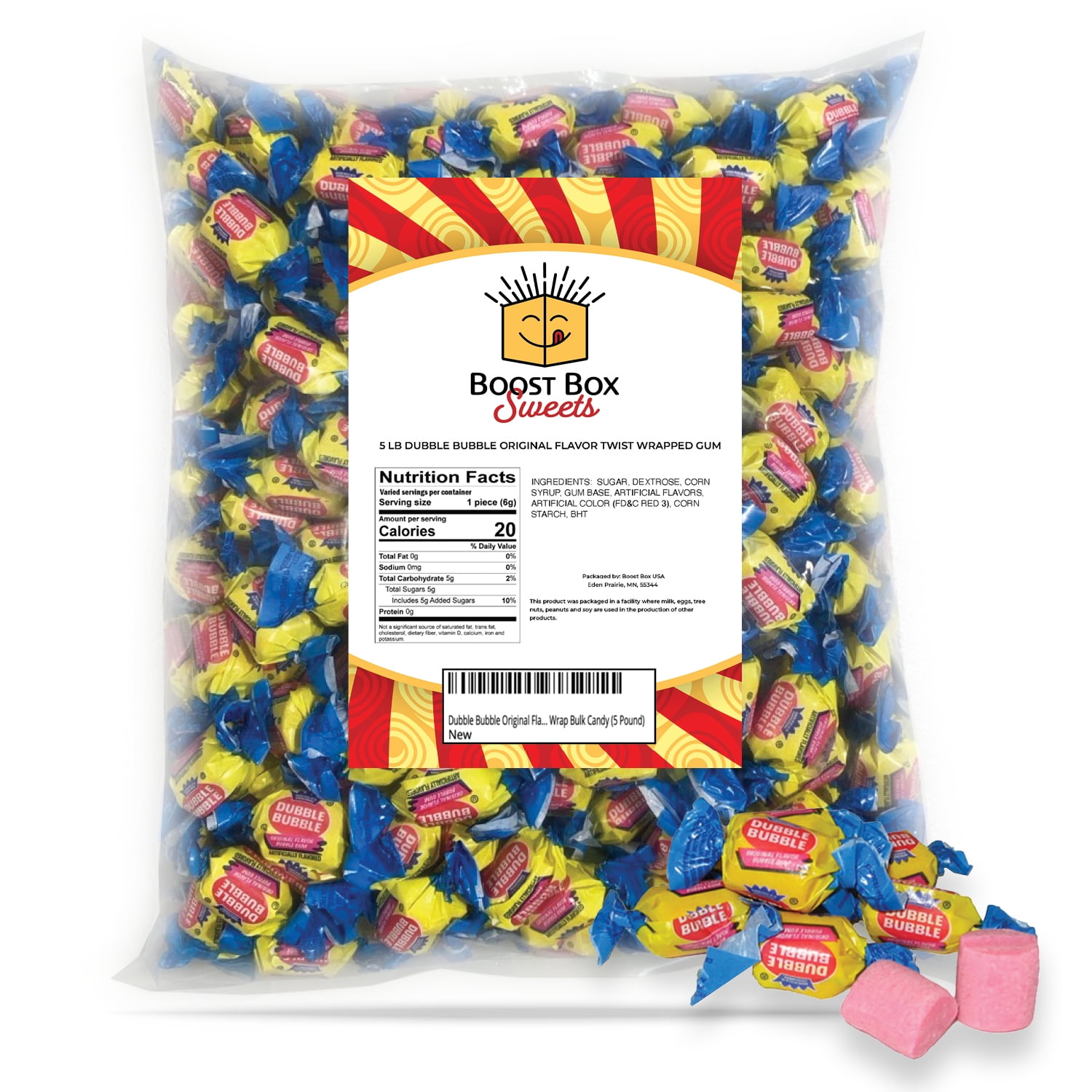 Dubble Bubble Original Flavor Bubblegum Individually Twist Wrap Bulk ...